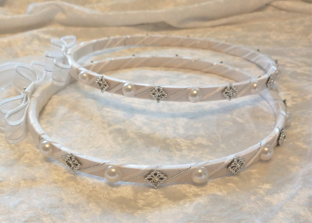 Greek Stefana Crowns, Pearl Rhinestone Stefana Wedding Crowns – Lotus ...